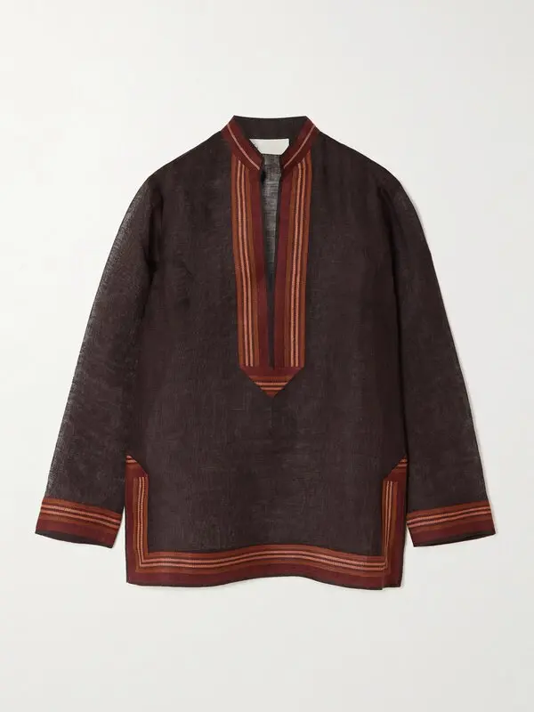 Tory Burch Striped Linen Tunic
