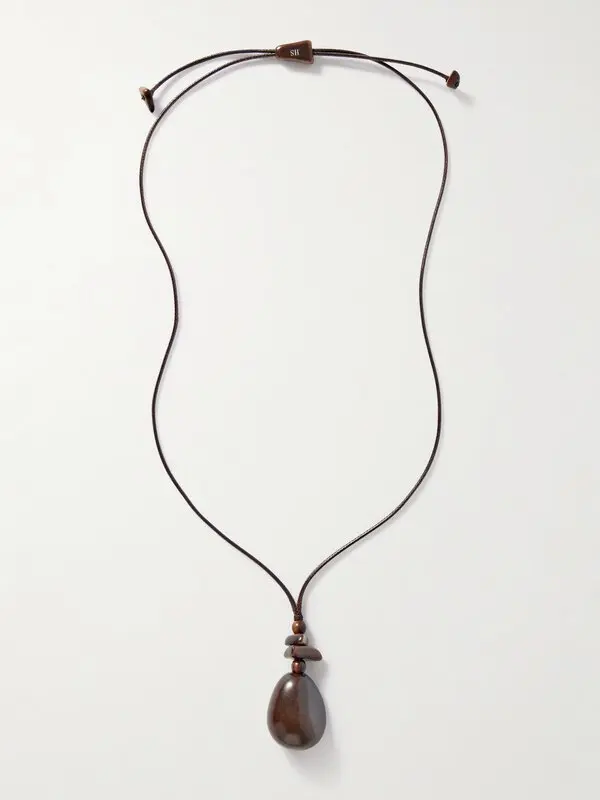 HUNTING SEASON The Pendant Tagua And Leather Necklace - Brown