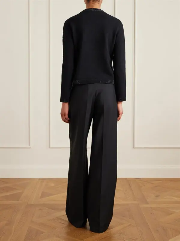 Tory Burch Kendra Crystal-embellished Wool-blend Cardigan