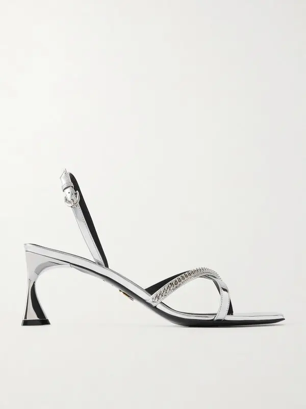 Stella McCartney Elsa Embellished Mirrored Slingback Sandals