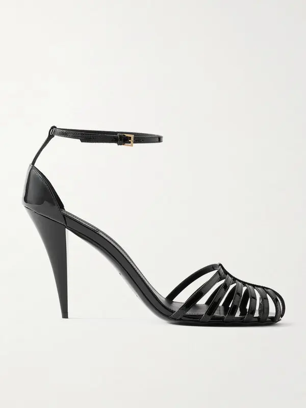 Givenchy Cage Patent-leather Sandals - Black