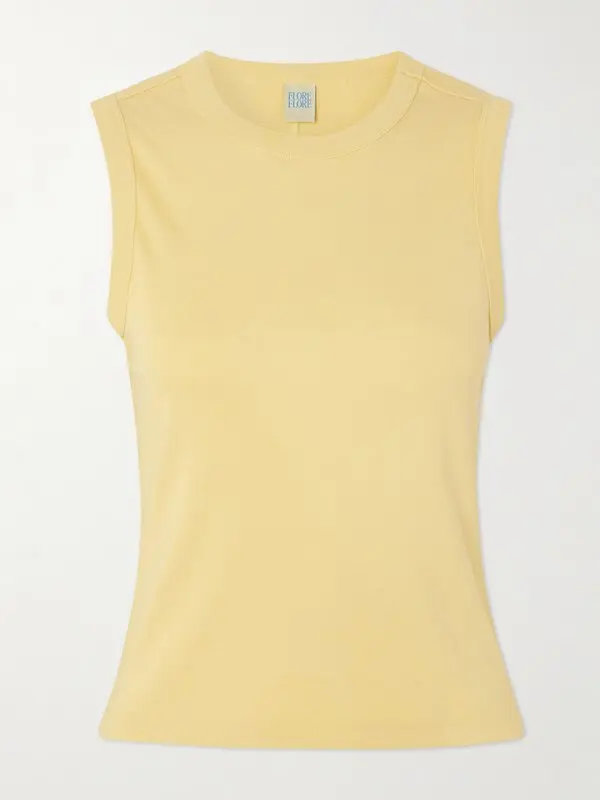 FLORE FLORE Esmé Ribbed Organic Cotton-jersey Tank - Yellow