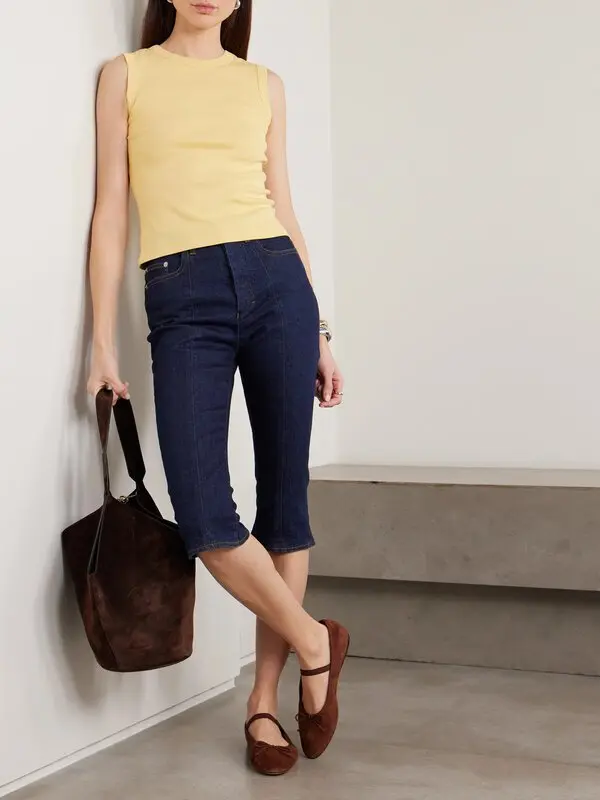 FLORE FLORE Esmé Ribbed Organic Cotton-jersey Tank - Yellow