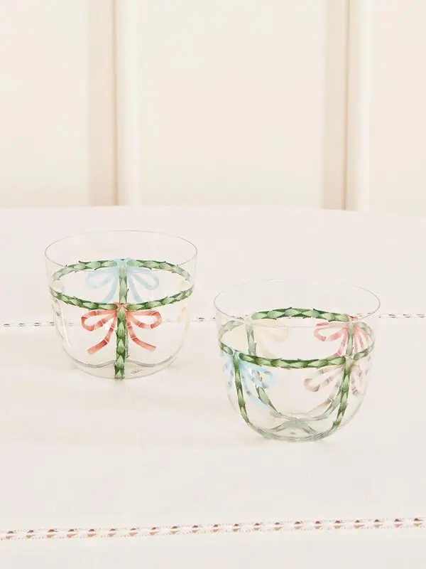 LOBMEYR Gohar World Alpha Bow Set Of Two Painted Crystal Glass Tumblers - Multi