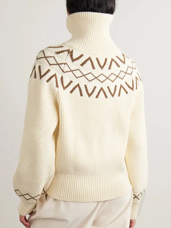 Varley Sigrid Fair Isle Knitted Half-zip Sweater - Neutrals
