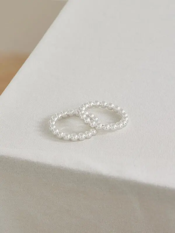 Christofle Perles Set Of Two -plated Napkin Rings - Silver