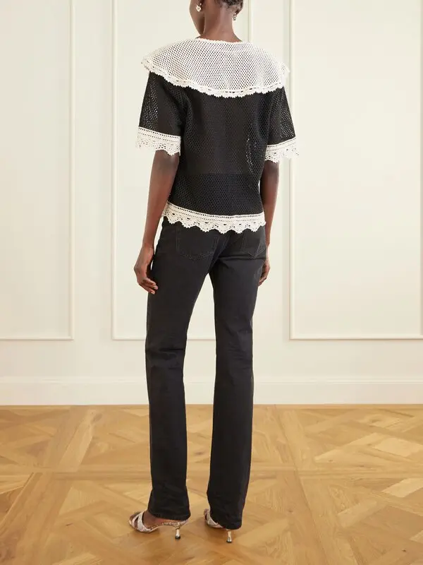 Sea Kendall Crocheted Cotton Blouse With Scalloped Trim