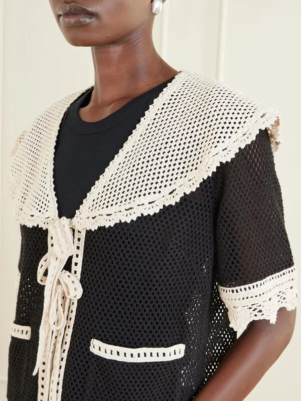 Sea Kendall Crocheted Cotton Blouse With Scalloped Trim