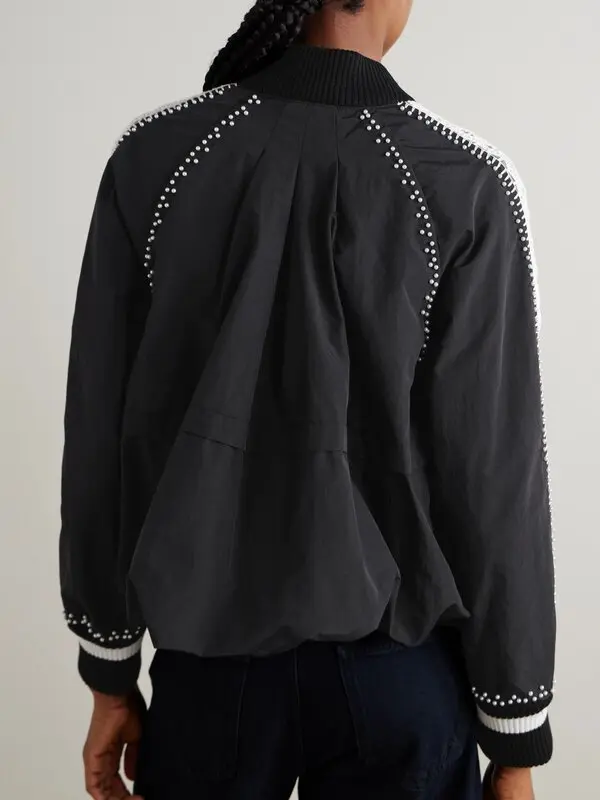 Sea Alberta Cropped Embellished Shell Track Jacket