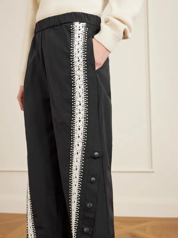 Sea Alberta Embellished Wide Leg Track Pants