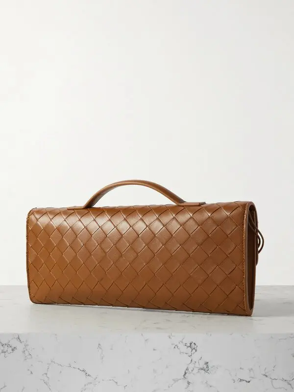 Bottega Veneta Andiamo Long Intrecciato Leather Clutch - Brown