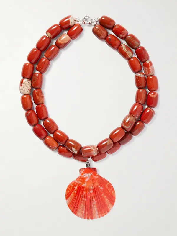 JULIETTA Luma Silver-tone, Jasper, Resin And Shell Necklace - Red