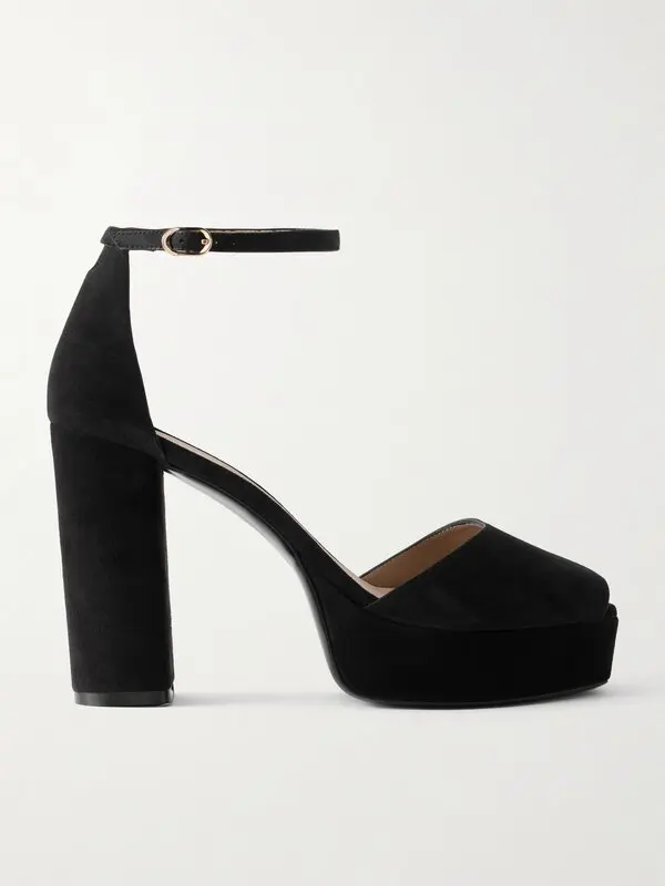 STUART WEITZMAN Suede Platform Sandals - Black
