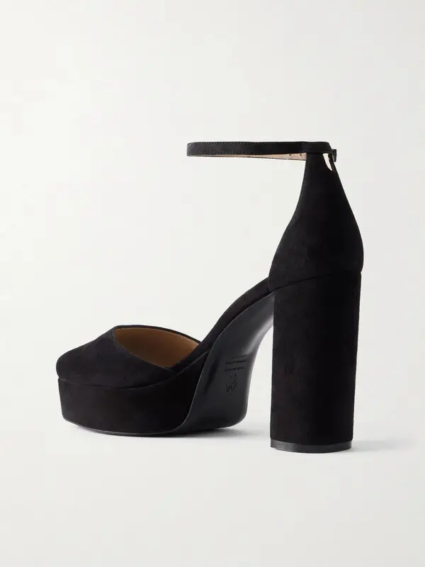 STUART WEITZMAN Suede Platform Sandals - Black