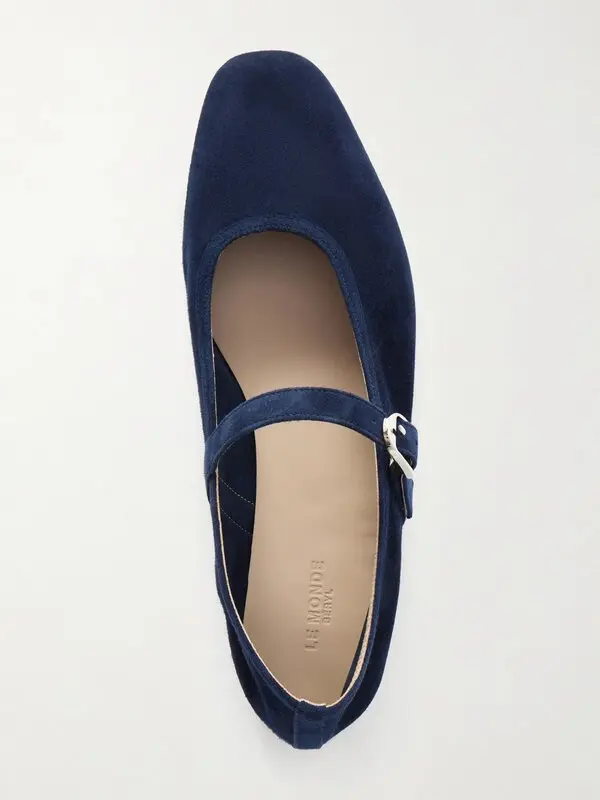 Le Monde Beryl Suede Mary Jane Ballet Flats - Blue