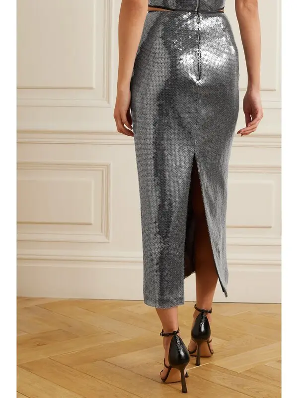 David Koma Sequined Tulle Midi Skirt