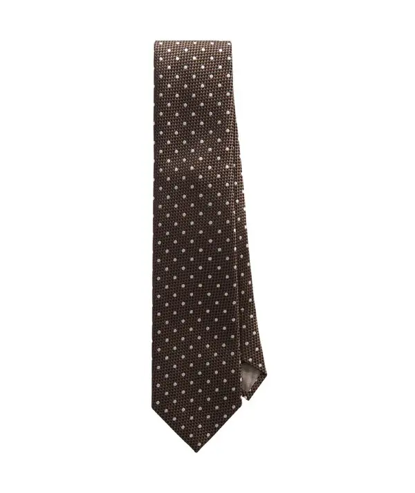 TOM FORD Embroidered Polka-dot Silk-jacquard Tie - Brown