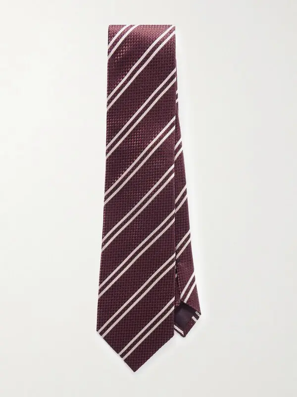 TOM FORD 8cm Striped Silk-jacquard Tie - Red
