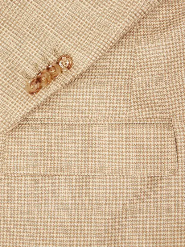 LARDINI Houndstooth Wool And Cotton-blend Blazer - Camel
