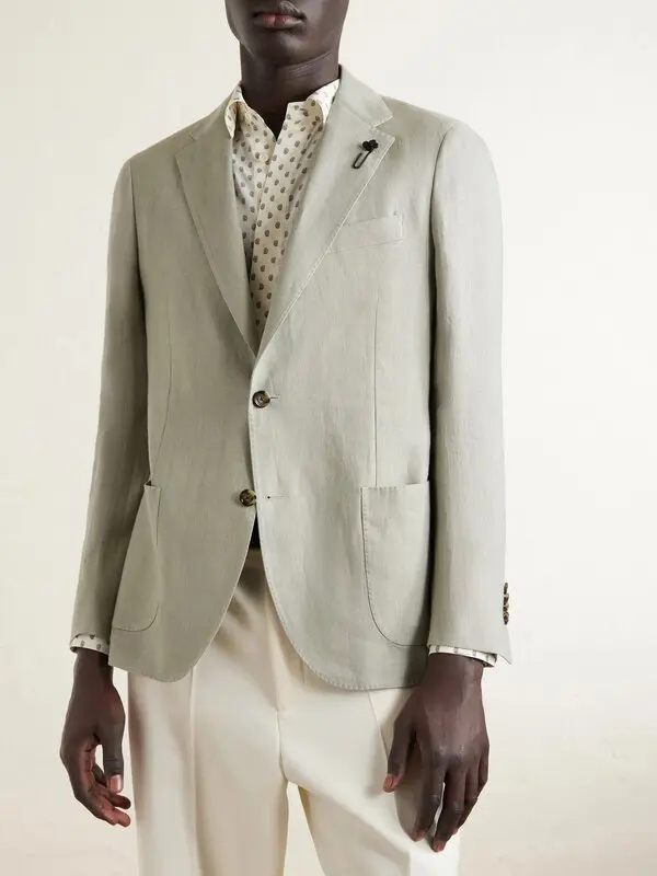 LARDINI Linen Blazer - Green