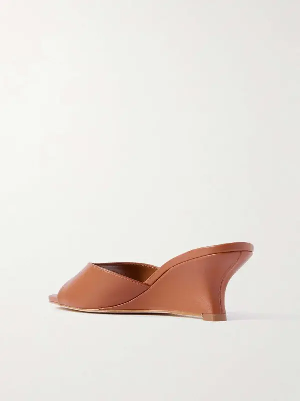 Staud Brigitte Leather Wedge Mules - Tan