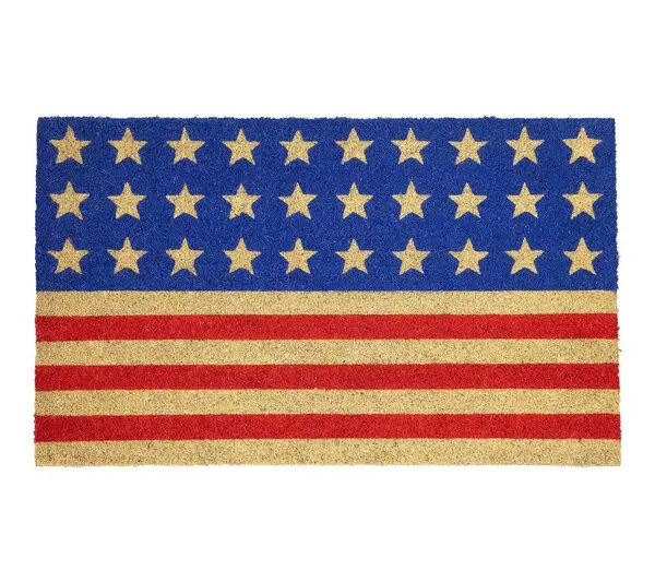 NORTHLIGHT Americana Stripes Stars Coir Doormat 18'x 30 - One-color