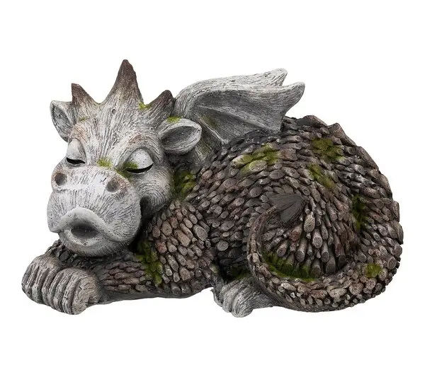 NORTHLIGHT Sleeping Dragon Outdoor Garden Statu E 14.25 - One-color