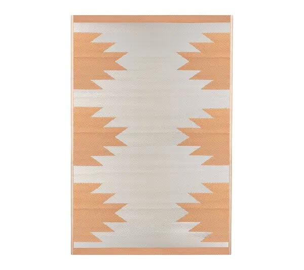 NORTHLIGHT 4' X 6' Orange Beige Southwestern Ou Tdoor Area Rug - One-color