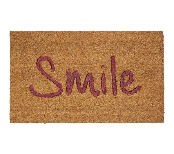 NORTHLIGHT Natural Coir 'smile' Outdoor Doormat 18' X 30 - One-color