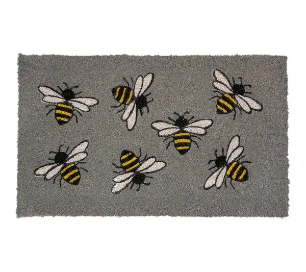 NORTHLIGHT Natural Coir Outdoor Bumble Bee Door Mat 18' X 30 - One-color