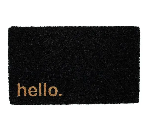 NORTHLIGHT Black Coir 'hello' Outdoor Doormat 1 8' X 30 - One-color