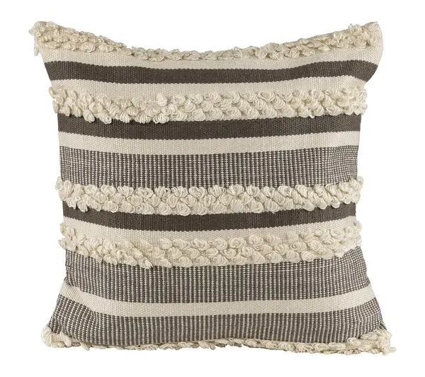 NORTHLIGHT 20' Gray & Cream Handloom Woven Thro W Pillow - One-color