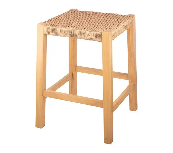 ALATERRE FURNITURE 24' Stool With Handcrafted W Oven Rope Seat - One-color