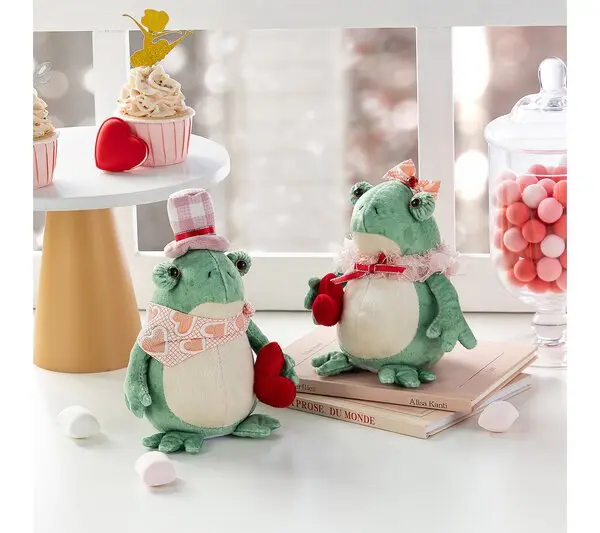 GLITZHOME Set Of 2 Valentine's Frog Couple Fig Urine - One-color