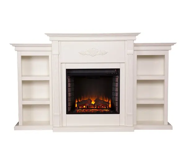 SEI FURNITURE Sei Tennyson Electric Fireplace With Bookcases - One-color