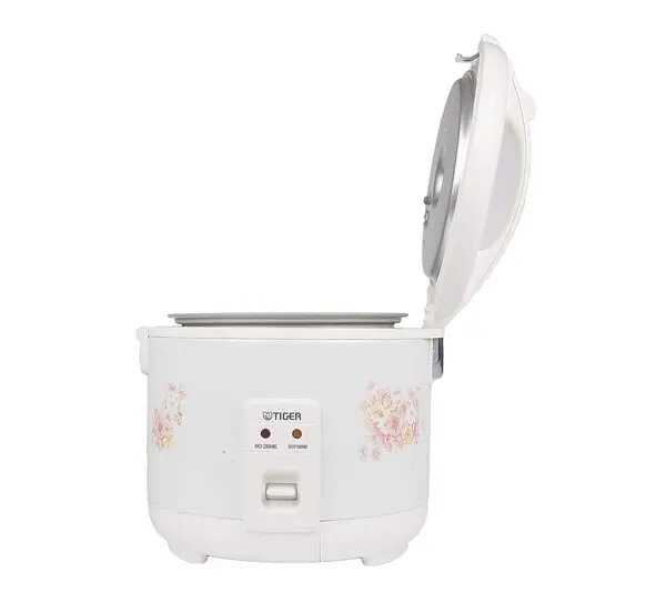 TIGER 8 Cup White Rice Cooker, Floral White
