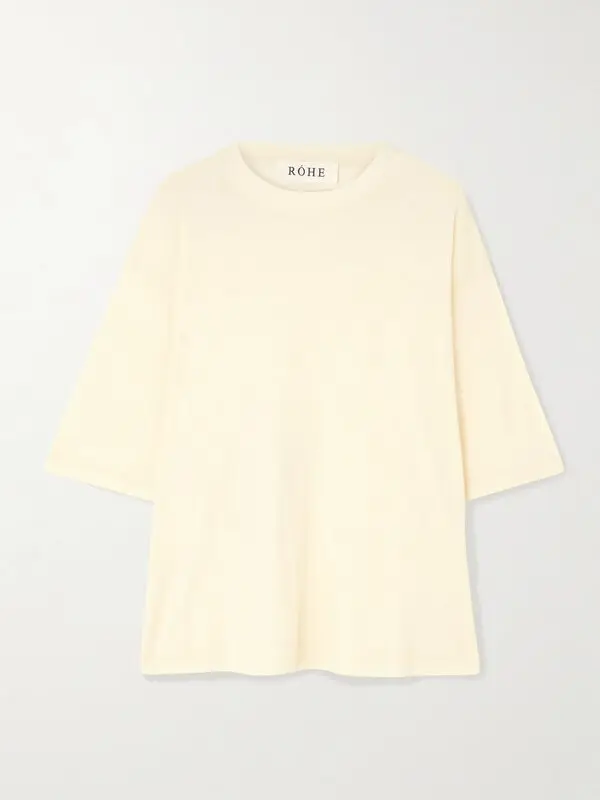 RÓHE Oversized Wool-jersey T-shirt - Neutrals
