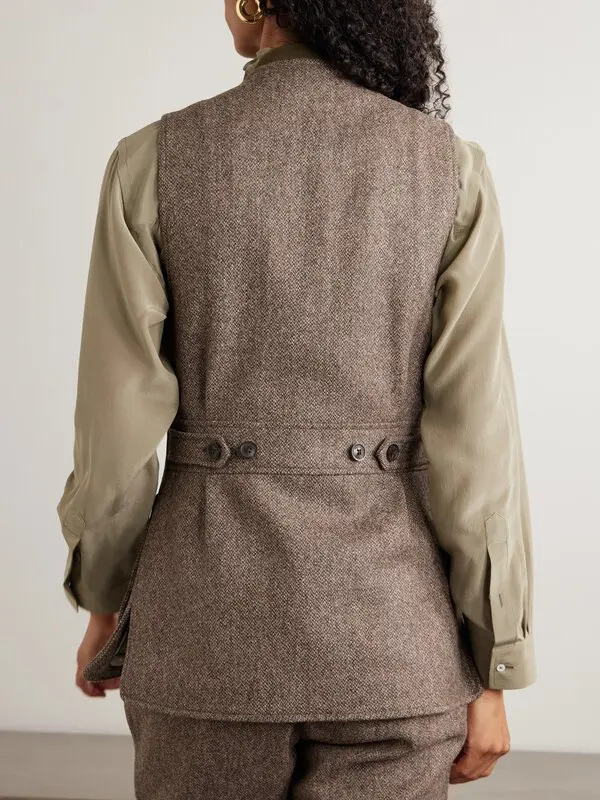 Purdey Checked Wool-tweed Vest - Brown