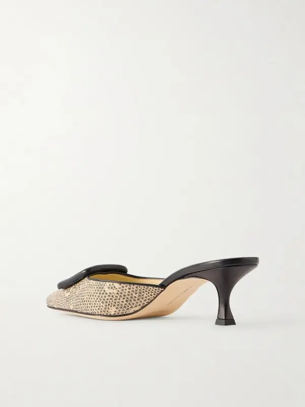 Manolo Blahnik Maysalebi 50 Lizard-effect Leather Mules