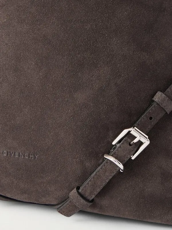Givenchy Voyou Medium Buckled Suede Shoulder Bag - Gray