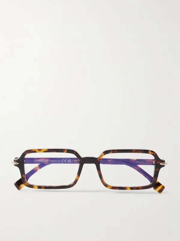 Fendi Selleria Rectangle-frame Optical Glasses - Tortoiseshell