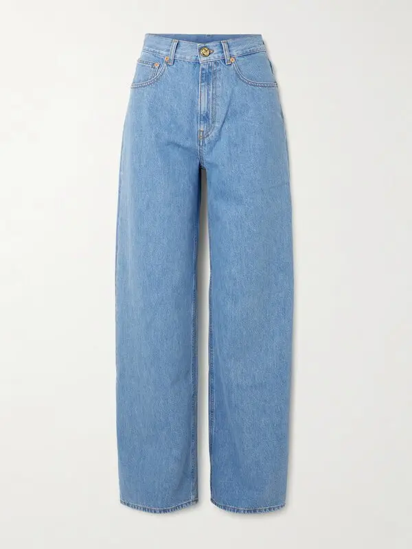 BLAZÉ MILANO Nariida Java Embroidered High-rise Wide-leg Jeans - Blue