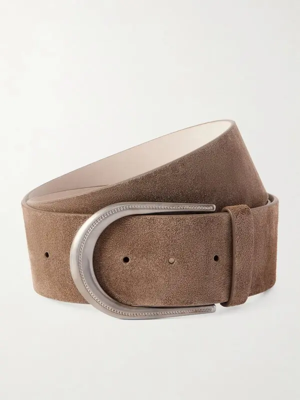Brunello Cucinelli Bead-embellished Suede Belt - Brown