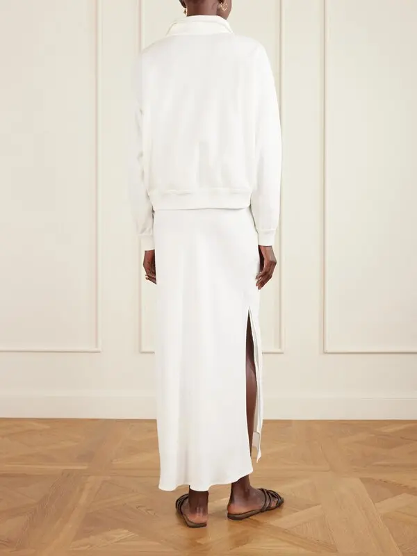Brunello Cucinelli Appliquéd Cotton-blend Piqué Sweatshirt - Neutrals