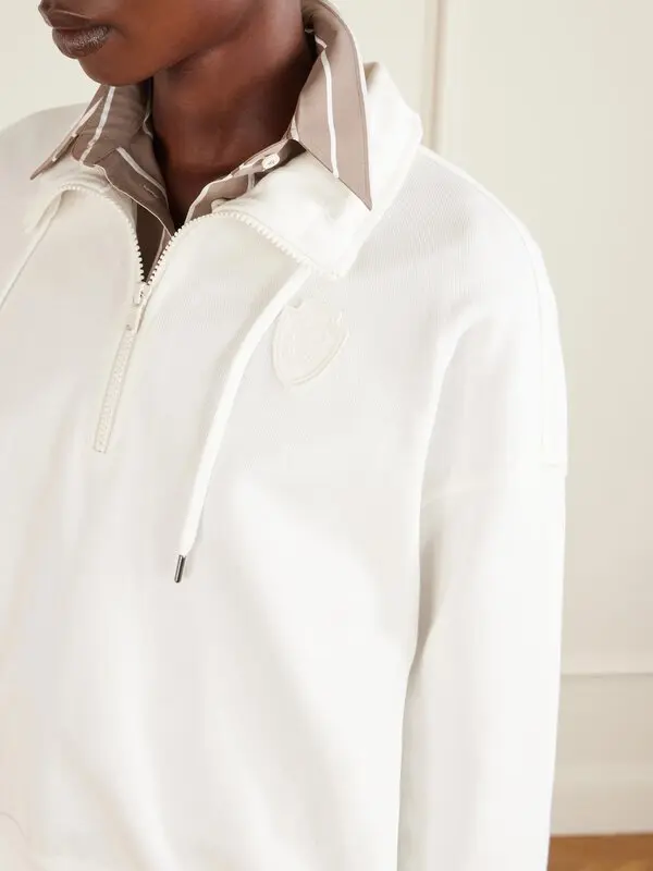 Brunello Cucinelli Appliquéd Cotton-blend Piqué Sweatshirt - Neutrals