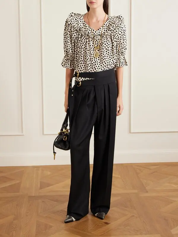 Chloé Alba Studded Perforated Leather Slingback Pumps - Neutrals