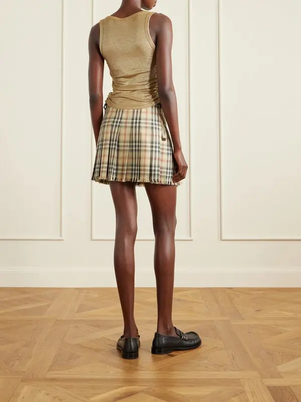 Burberry Ruched Ribbed Jersey Tank Top - Brown