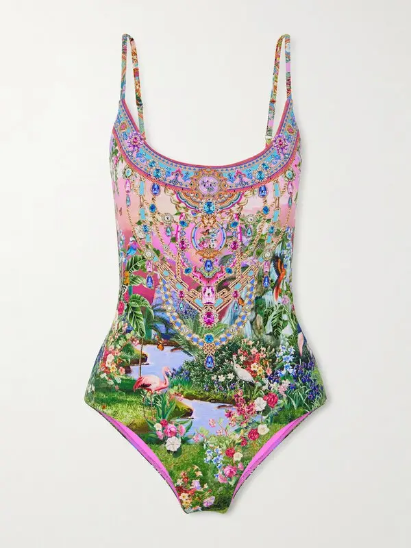 Camilla Crystal-embellished Printed Swimsuit - Multi