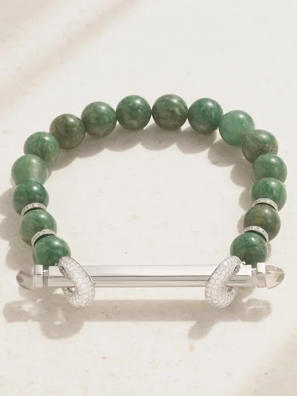 ANANYA Chakra 18-karat White Gold Multi-stone Bracelet - Green