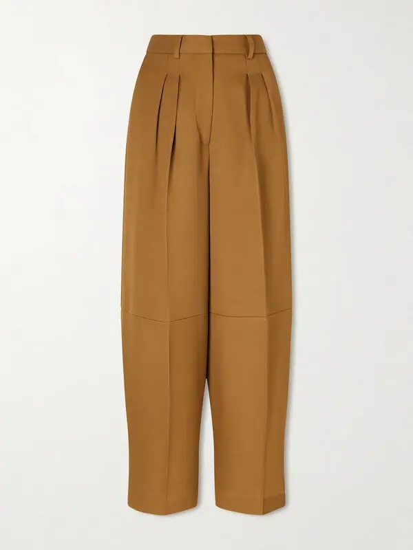 Altuzarra Dash Pleated Twill Barrel-leg Trousers - Brown